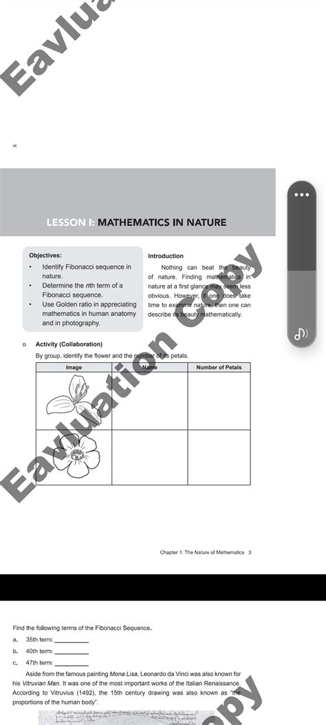 Vi Lesson I Mathematics In Nature Objectives Identify Fibonacci Sequence In Nature