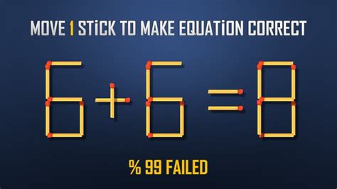 Move 1 Stick To Make Equation Correct New Full Maths Puzzles Brain