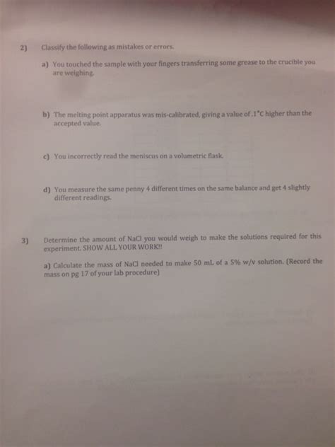 Solved Classify The Following As Mistakes Or Errors You