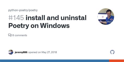 Install And Uninstal Poetry On Windows Issue Python Poetry Poetry GitHub