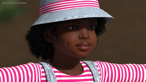 Young Black Girl A Denim Jumpsuit Rigged For Cinema 4d 3d Model 189