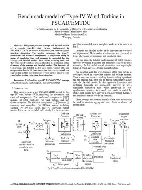 Benchmark Model Of Type Iv Wind Turbine In Pscad Emtdc Pdf
