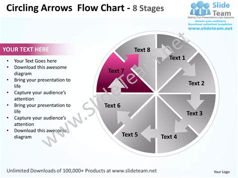 Circling Arrows Flow Chart 8 Stages Powerpoint Templates 0712 Ppt