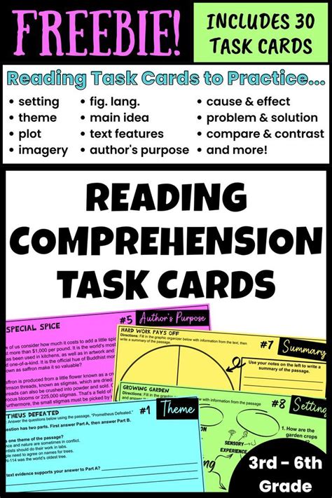 Reading Comprehension Task Cards Artofit