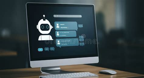 A Modern Desktop Computer Displays A Chatbot Interface On Its Screen