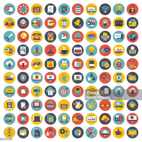 사업 관리 및 기술 아이콘 웹사이트 및 모바일 응용 프로그램에 대 한 설정입니다 평면 벡터 일러스트 레이 션 아이콘에 대한 스톡 벡터 아트 및 기타 이미지 Istock