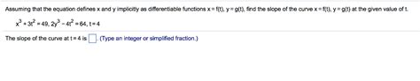solved assuming that the equation defines x and y implicitly