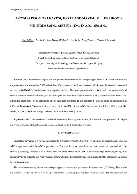 Pdf A Comparison Of Least Squares And Maximum Likelihood Methods