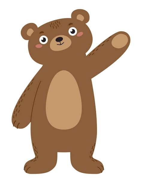 흰색 배경에 고립 된 귀여운 플랫 곰 프리미엄 벡터