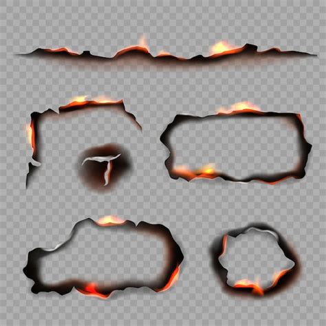 Premium Vector Burn Paper Borders And Stripped Shapes Of Burning