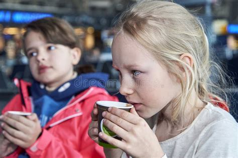 Girls Drinking Hot Coffee In Airport Stock Image Image Of Person Drinking 94856267