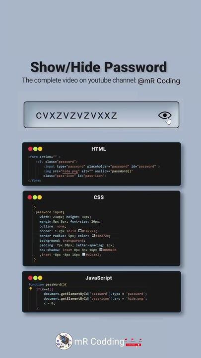 Password Hide And Show Using Html Css And Javascript Mrcodding Sourceunknown Holidayhack