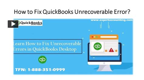 How To Fix Quickbooks Unrecoverable Error Presentation Free To Download