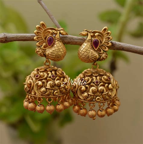 Beautiful Peacock Design Earrings South India Jewels