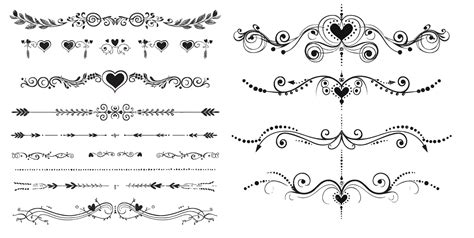 Premium Vector Love Vintage Decorative Line Separator Heart Arrows And Dotted Separating Lines