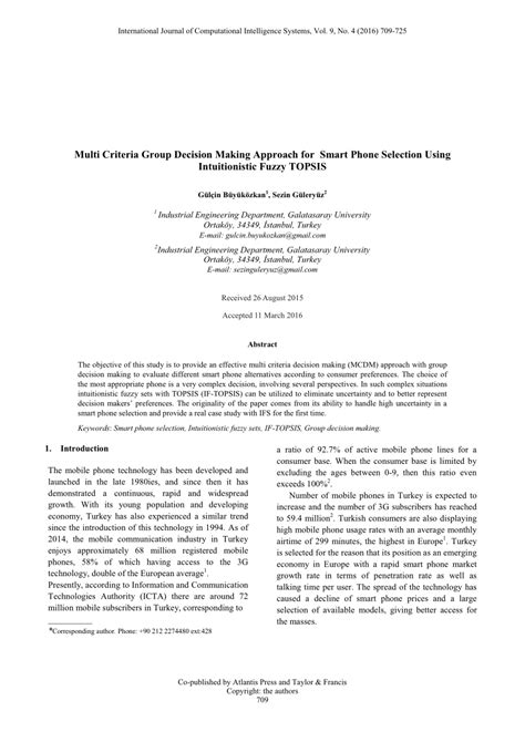 pdf multi criteria group decision making approach for smart phone