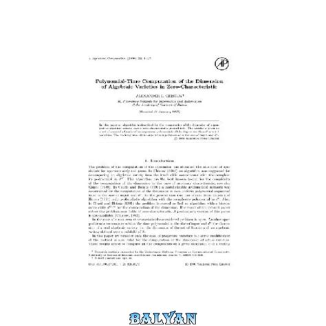 دانلود کتاب Polynomial Time Computation Of The Dimension Of Algebraic