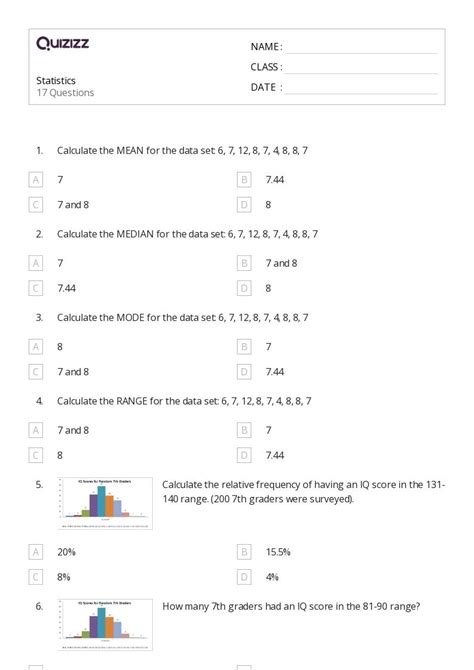 Statistics Worksheets