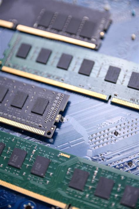 Computer Memory Ram On Motherboard Background Close Up System Main