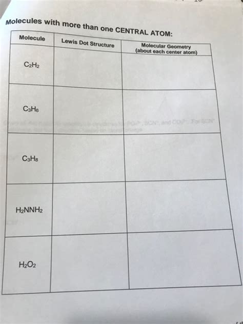 Solved Molecules With More Than One CENTRAL ATOM Molecule Chegg Com