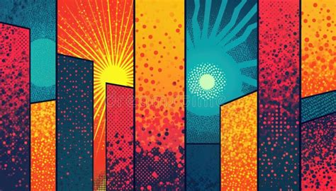 Abstract Comic Book Style Design Featuring Vibrant Colorful Panels Unique Patterns Geometric