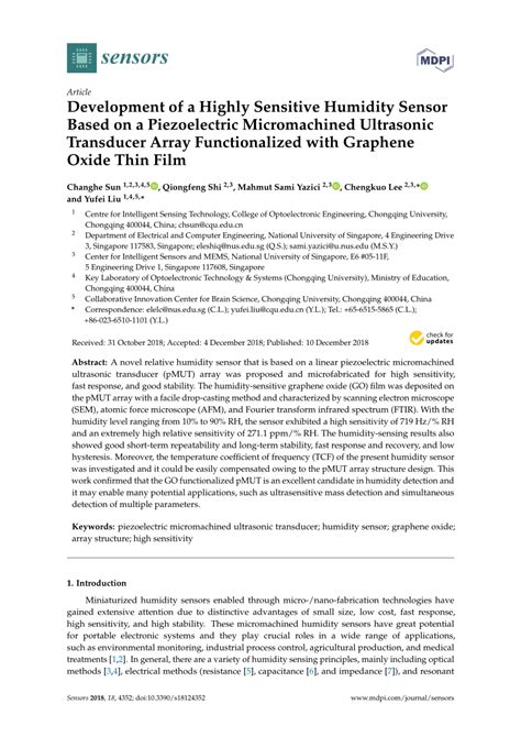 Pdf Development Of A Highly Sensitive Humidity Sensor Based On A Piezoelectric Micromachined