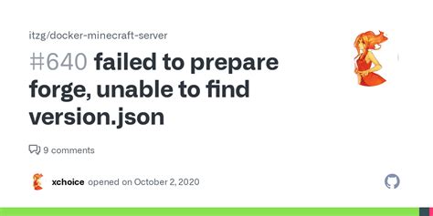 Failed To Prepare Forge Unable To Find Version Json · Issue 640 · Itzg Docker Minecraft Server