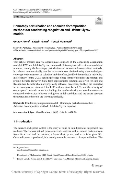 Homotopy Perturbation And Adomian Decomposition Methods For Condensing