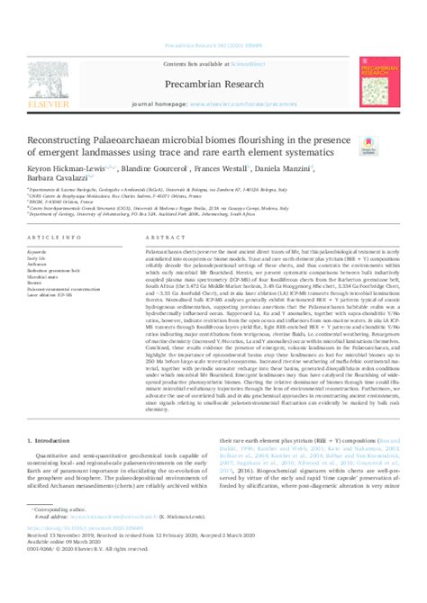 Pdf Reconstructing Palaeoarchaean Microbial Biomes Flourishing In The