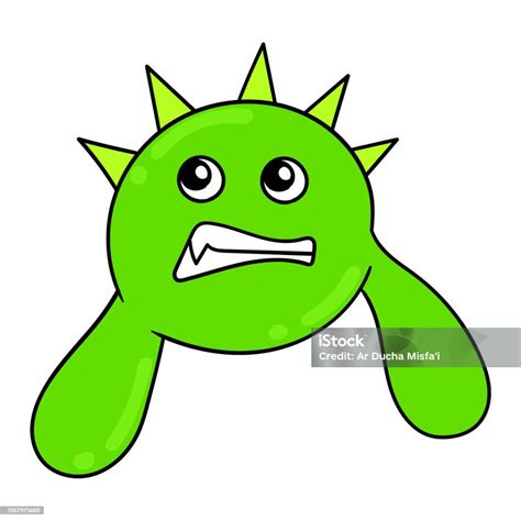 귀여운 얼굴 녹색 머리 괴물 머리 벡터 일러스트 판지 이모티콘 낙서 아이콘 그리기 귀여운에 대한 스톡 벡터 아트 및 기타 이미지 귀여운 낙서 드로잉 녹색 Istock