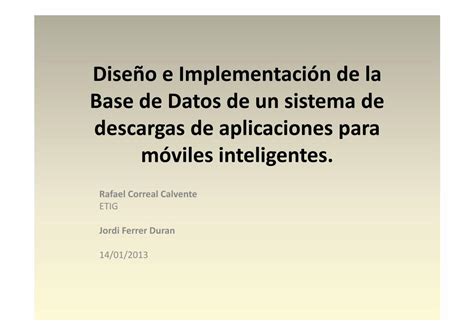 PDF Diseño e implementación de la base de datos de un sistema openaccess uoc edu webapps o