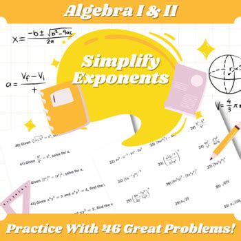 Exponent Simplification Worksheet By Functional Tutoring TPT