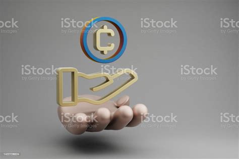 아름다운 추상적 인 삽화 회색 배경에 황금 손 들고 동전 손 토큰 기호 아이콘 3d 렌더링 그림 디자인의 배경 패턴 3차원 형태에 대한 스톡 사진 및 기타 이미지 Istock