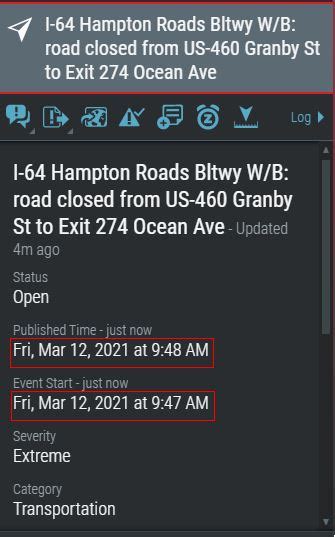 Vcc How Alert Times Are Displayed In Visual Command Center Everbridge