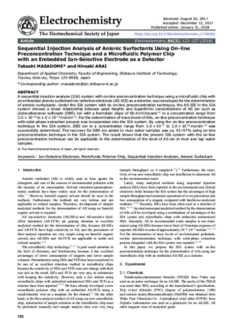 Pdf Sequential Injection Analysis Of Anionic Surfactants Using On Line Preconcentration