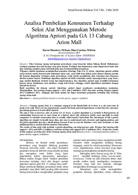 Pdf Analisa Pembelian Konsumen Terhadap Seksi Alat Menggunakan Metode
