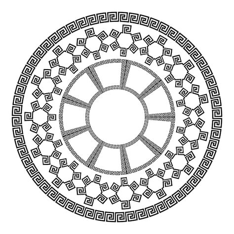 Premium Vector Circle Frame With Seamless Disconnected Meander Pattern Meandros A Decorative