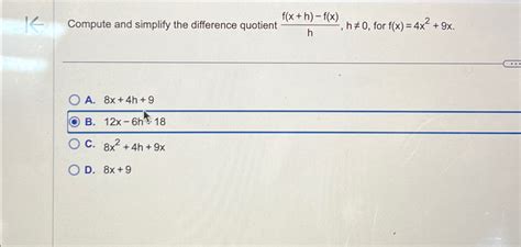 Solved Compute And Simplify The Difference Quotient