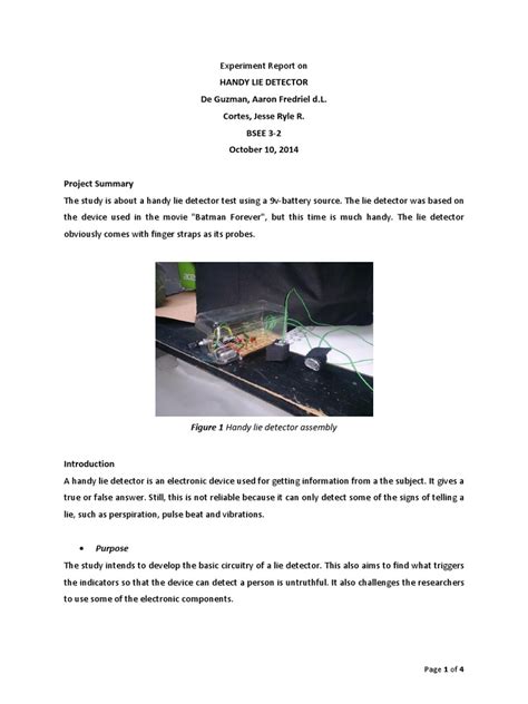 simple lie detector experiment report pdf printed circuit board