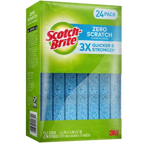 Scotch Brite Scrub Sponges Zero Scratch Blue 24 Count