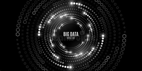 Abstract Digital Swirling Circles Of Glowing Hexagons Big Data Visualization Into Cyberspace