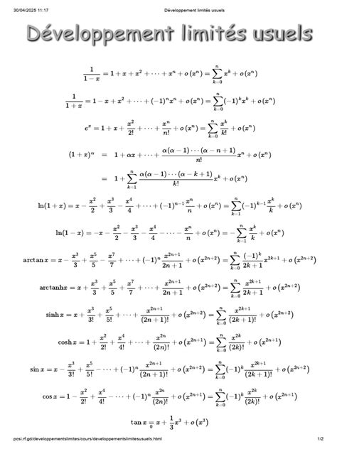 Développement Limités Usuels Pdf Hyperbolic Geometry Non