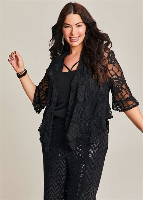 Shop Plus Size Ruffle Hem Cardigan Black Taking Shape Au