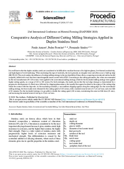 Pdf Comparative Analysis Of Different Cutting Milling Strategies