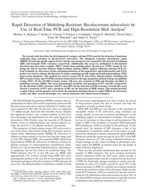 Rapid Detection Of Multidrug Resistant Mycobacterium Tuberculosis By Use Of Real Time Pcr And