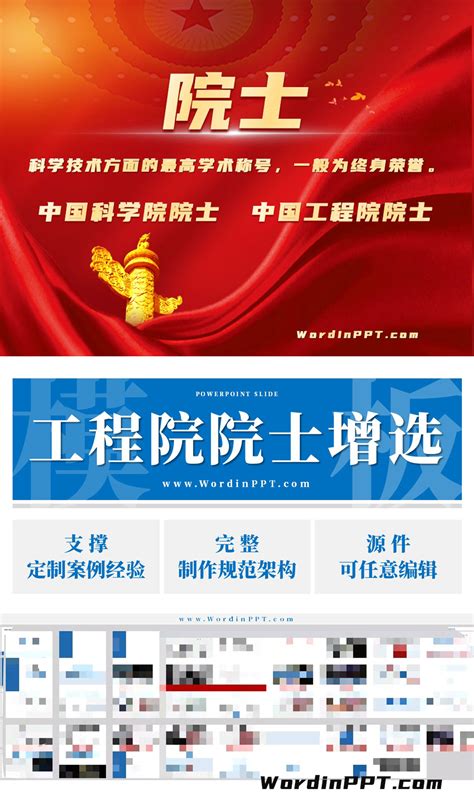 工程院院士增选候选人汇报ppt模板下载（2023） Wordinppt 专业学术ppt制作公司 院士增选ppt 国家科技奖ppt 杰青