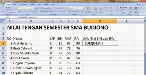 Cara Menjumlah Di Excel