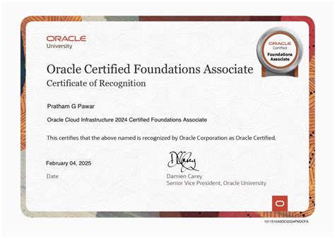 Oraclecloud Oci Cloudcomputing Cybersecurity Certification Tech Pratham G Pawar