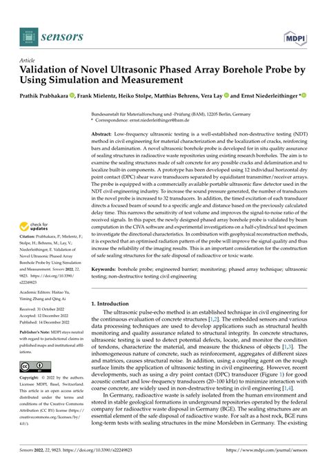 Pdf Validation Of Novel Ultrasonic Phased Array Borehole Probe By Using Simulation And Measurement