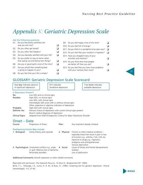 Appendix K Geriatric Depression Scale